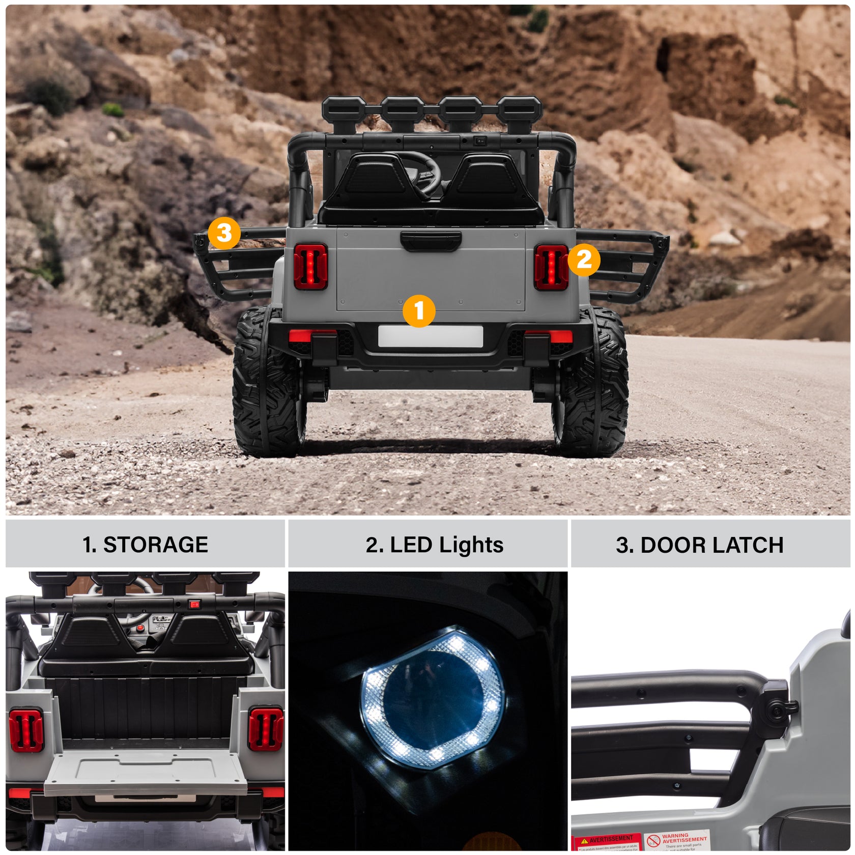 HAVOC 2 Seater Jeep 12V/24V Kids Ride On Car Toy with Open Doors ...